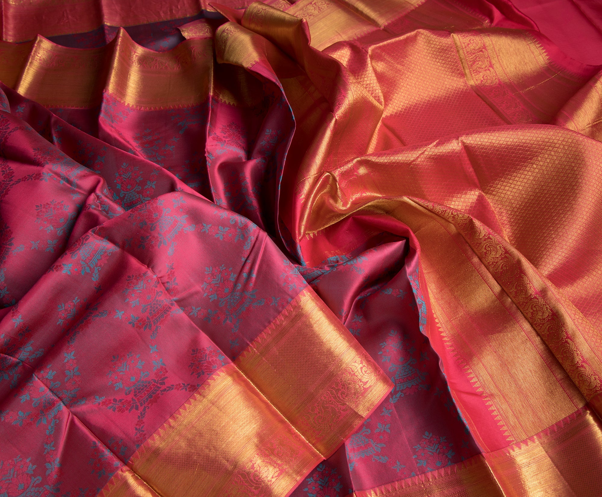 Luxurious Kanjivaram Contemporary Silk Sarees with Half Fine Zari ...
