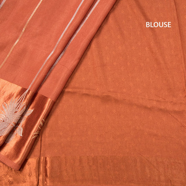 Raw Silk Rust Orange Zari Worked Saree – Kumaran Silks