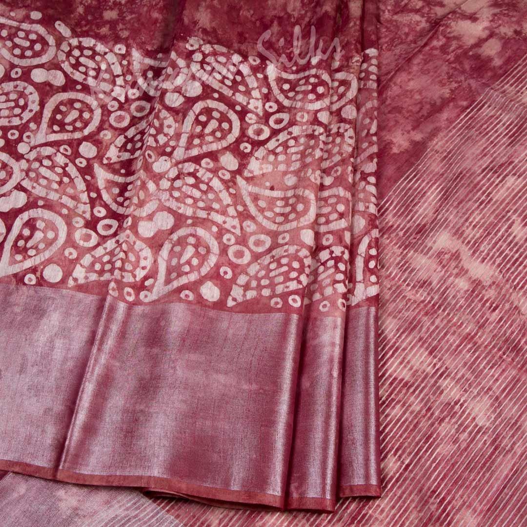 Tissue Maroon Shibori Printed Saree