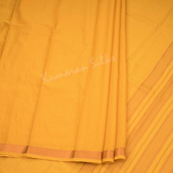 Semi Mysore Silk Mango Yellow Checked Saree – Kumaran Silks