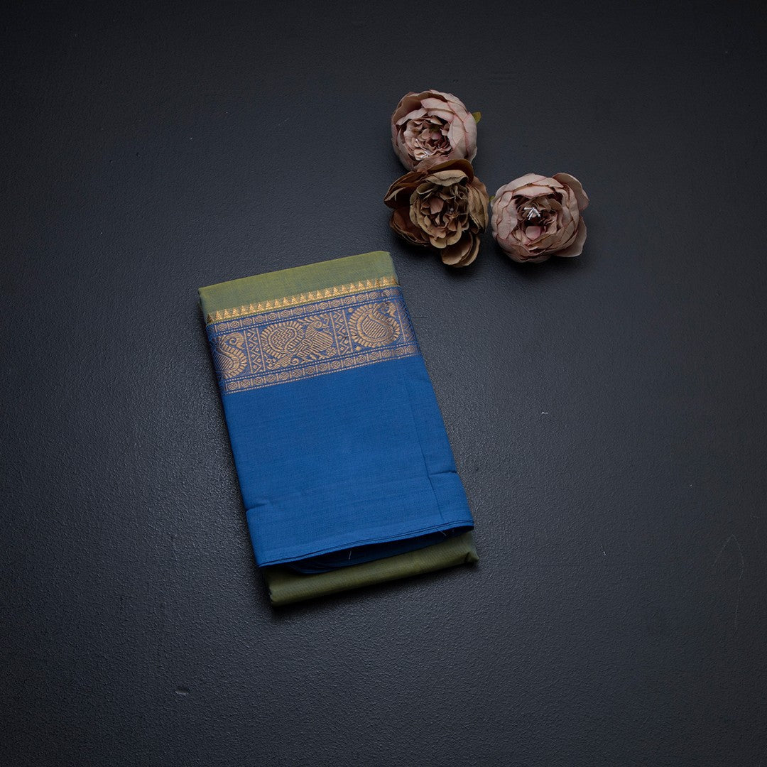 Chettinad Cotton Shot Colour Plain Saree With Temple Border Without ...