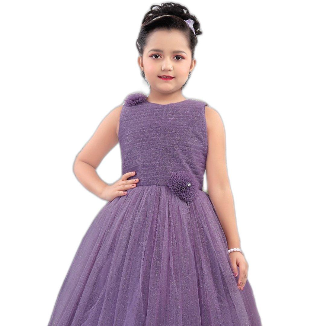 Netted Purple Long Frock 02