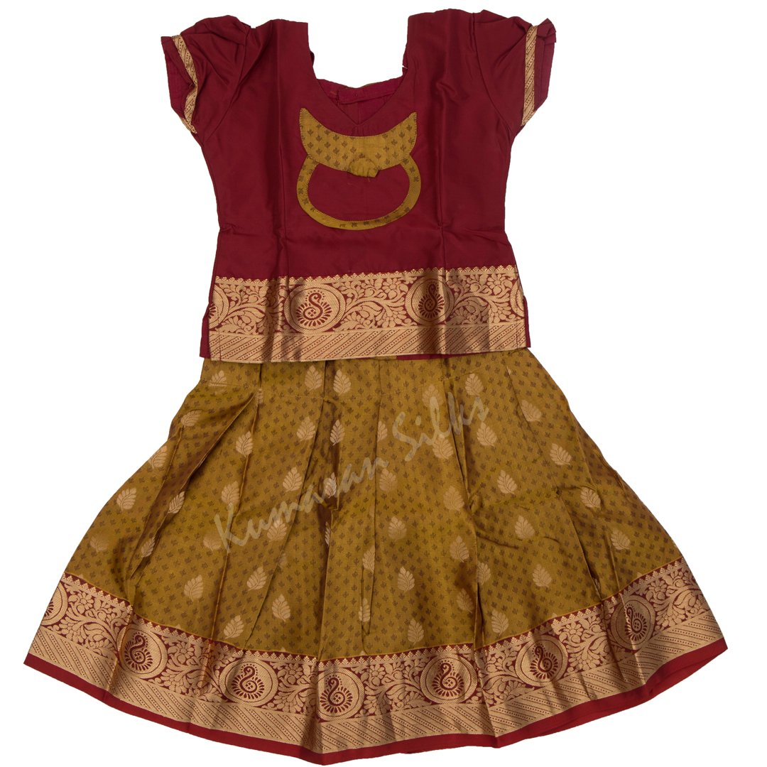 Pure Silk Maroon 2 Years Baby Pavada Set 03 – Kumaran Silks